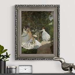 Bilderwelten Leinwandbild mit Barockrahmen Claude Monet - Frau im Garten