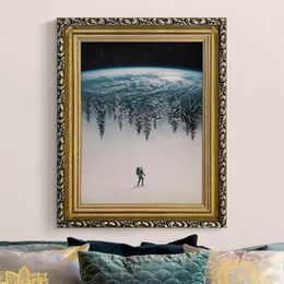 Bilderwelten Leinwandbild mit Barockrahmen Enkel Dika - Kosmischer Winter