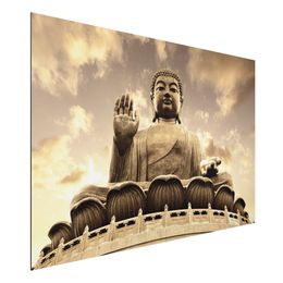 Bilderwelten Alu-Dibond Outdoor Bild Gro&szlig;er Buddha Sepia