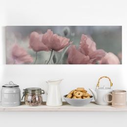 Bilderwelten Leinwandbild - Panorama Malerische Mohnblumen