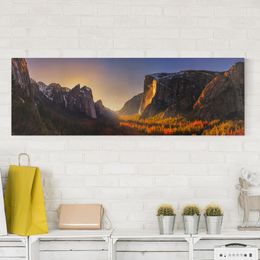 Bilderwelten Leinwandbild - Panorama Sonnenuntergang im Yosemite