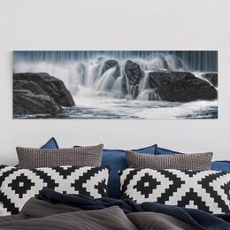 Bilderwelten Leinwandbild - Panorama Wasserfall in Finnland