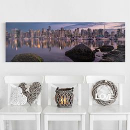 Bilderwelten Leinwandbild - Panorama Vancouver im Sonnenuntergang