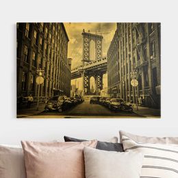 Bilderwelten Leinwandbild - Querformat Manhattan Bridge in America