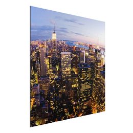 Bilderwelten Alu-Dibond Outdoor Bild New York Skyline bei Nacht
