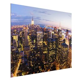 Bilderwelten Alu-Dibond Outdoor Bild New York Skyline bei Nacht