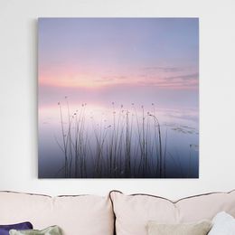 Bilderwelten Leinwandbild Natur Motiv Kunstdruck violett - Idylle am See - Landschaft XXL Wohnzimmer Schlafzimmer