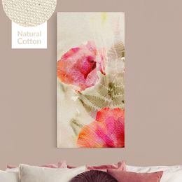 Bilderwelten Leinwandbild - Hochformat Aquarell Blumen Mohn