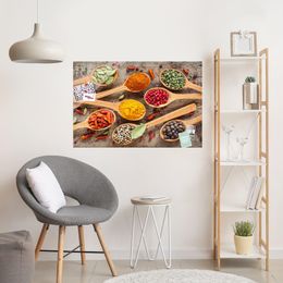 Bilderwelten Glasbild - Querformat Gew&uuml;rze auf Holzl&ouml;ffel