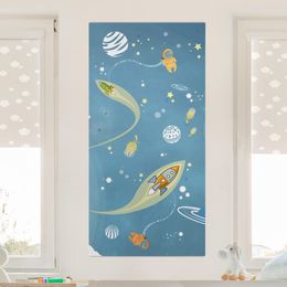 Bilderwelten Leinwandbild - Hochformat Buntes Weltraumtreiben