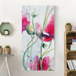 Bilderwelten Leinwandbild - Hochformat Painted Poppies