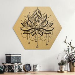 Bilderwelten Hexagon-Alu-Dibond Bild Lotus mit Ketten