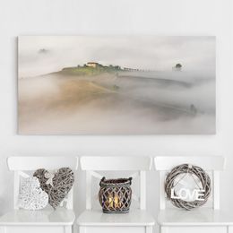 Bilderwelten Leinwandbild - Querformat Morgennebel in der Toskana