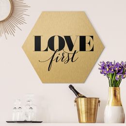 Bilderwelten Hexagon-Alu-Dibond Bild Love first