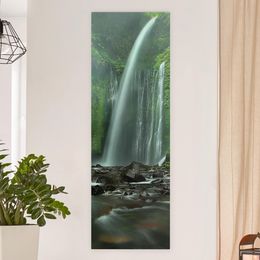 Bilderwelten Leinwandbild - Hochformat Tropischer Wasserfall