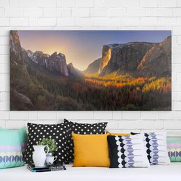 Bilderwelten Leinwandbild - Querformat Sonnenuntergang im Yosemite