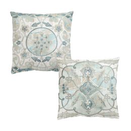 Bilderwelten Dekokissen 2er Set blau Orientalisch - Holzpaneel Persisch Vintage Duo - Ornamente Sofakissen Bezug & F&uuml;llung in 40x40 50x50 60x60