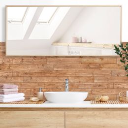 Bilderwelten Wandverkleidung Bad Motiv Holzoptik braun - Holzparkett - wasserfest Wandpaneel statt Fliesen