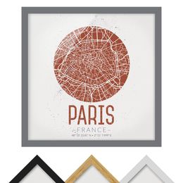 Bilderwelten Bild mit Rahmen - Quadrat Stadtplan Paris - Retro