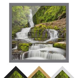 Bilderwelten Bild mit Rahmen - Quadrat Upper McLean Falls in Neuseeland