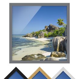 Bilderwelten Bild mit Rahmen - Quadrat Traumstrand Seychellen