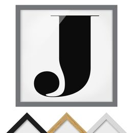 Bilderwelten Bild mit Rahmen - Quadrat Antiqua Letter J