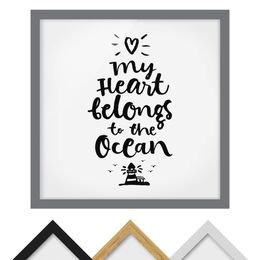 Bilderwelten Bild mit Rahmen - Quadrat My heart belongs to the ocean