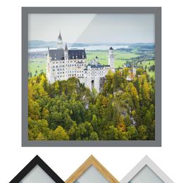 Bilderwelten Bild mit Rahmen - Quadrat Schloss Neuschwanstein Panorama