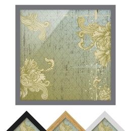 Bilderwelten Bild mit Rahmen - Quadrat Floraler Barock