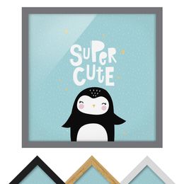 Bilderwelten Bild mit Rahmen - Quadrat Super Cute Pinguin