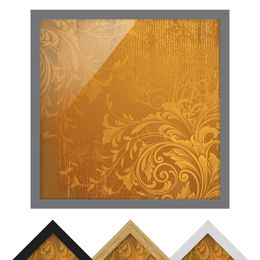 Bilderwelten Bild mit Rahmen - Quadrat Goldene Flora