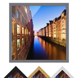 Bilderwelten Bild mit Rahmen - Quadrat Hamburg Speicherstadt