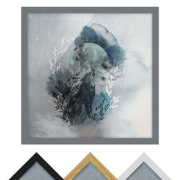 Bilderwelten Bild mit Rahmen - Quadrat Vollmondnacht