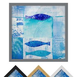 Bilderwelten Bild mit Rahmen - Quadrat Fish in the blue