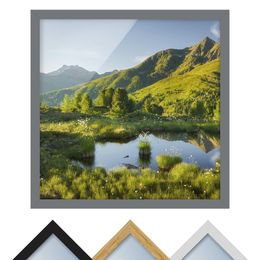 Bilderwelten Bild mit Rahmen - Quadrat Blick vom Hirschbichl ins Defereggental