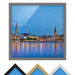 Bilderwelten Bild mit Rahmen - Quadrat Hamburg Skyline