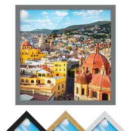 Bilderwelten Bild mit Rahmen - Quadrat Bunte H&auml;user Guanajuato
