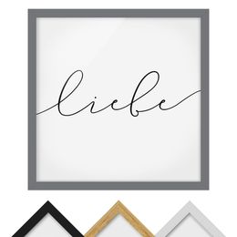 Bilderwelten Bild mit Rahmen - Quadrat Liebe Kalligraphie