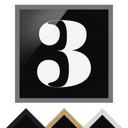 Bilderwelten Bild mit Rahmen - Quadrat Antiqua Zahl 3