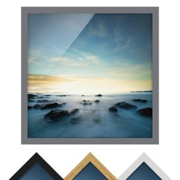 Bilderwelten Bild mit Rahmen - Quadrat Sonnenuntergang &uuml;ber dem Ozean