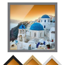 Bilderwelten Bild mit Rahmen - Quadrat Sonnenuntergang &uuml;ber Santorin