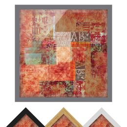 Bilderwelten Bild mit Rahmen - Quadrat Schriftmuster