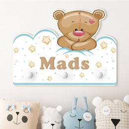 Bilderwelten Kindergarderobe weiss Tiere Digital Art texto personalizado - Wolken Teddy mit Wunschnamen - Himmel Kinderzimmer Flur