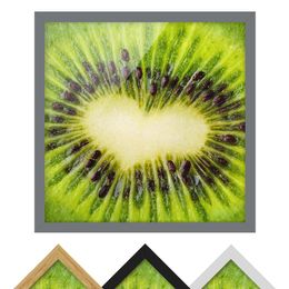 Bilderwelten Bild mit Rahmen - Quadrat Kiwi Heart