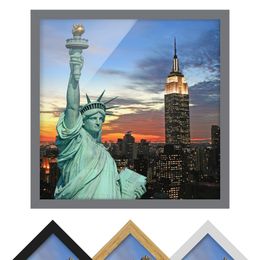 Bilderwelten Bild mit Rahmen - Quadrat New York at Night