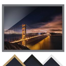 Bilderwelten Bild mit Rahmen - Querformat Golden Gate to Stars