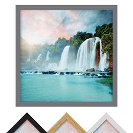 Bilderwelten Bild mit Rahmen - Quadrat Wasserfallpanorama