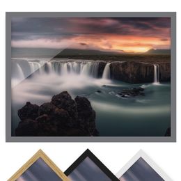 Bilderwelten Bild mit Rahmen - Querformat Go&eth;afoss Wasserfall in Island