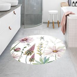 Bilderwelten Vinylteppich Tropisch rosa Blumen Aquarell - Libellen im Blumenrausch - Gr&auml;ser K&uuml;che Badezimmer Flur