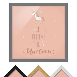 Bilderwelten Bild mit Rahmen - Quadrat I believe in Unicorn